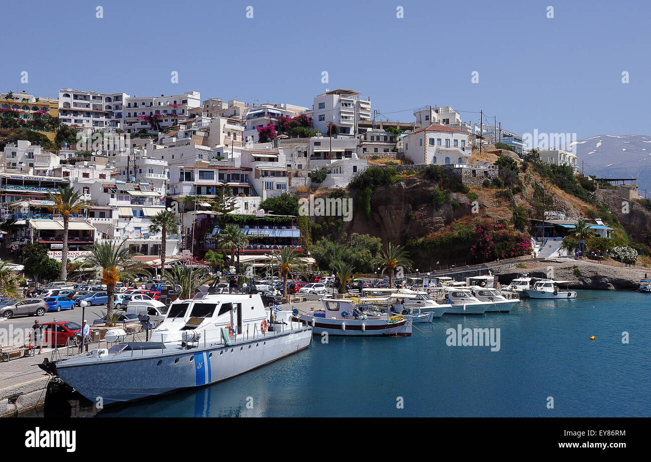 Fishing boats, harbour, Agia Galini, Crete, Greece Stock Photo - Alamy