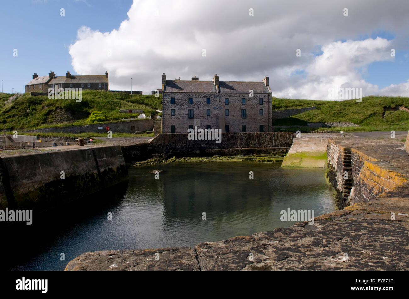 Historic Keiss Harbour with Keiss House in the distance, Caithness ...