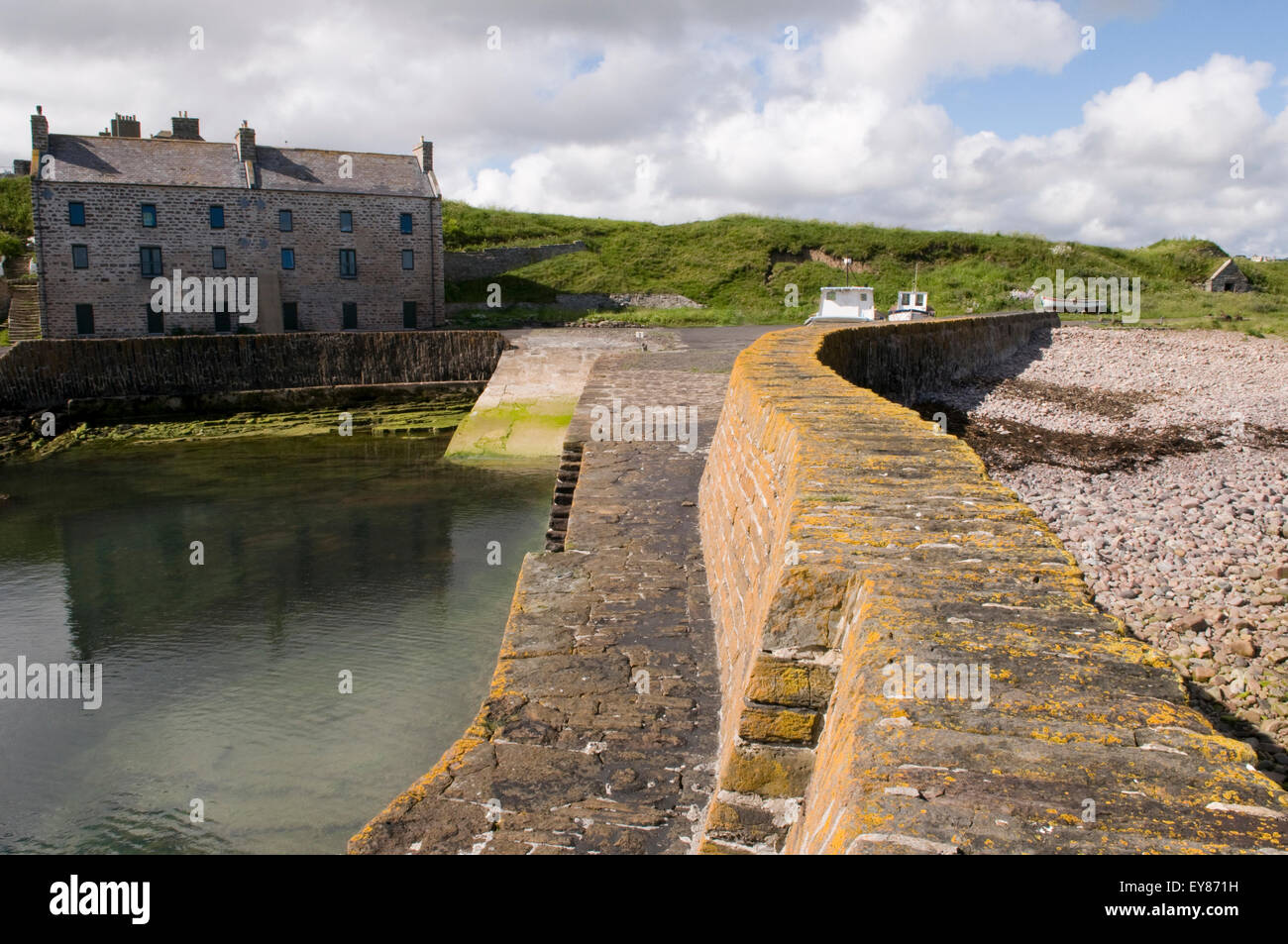 Historic Keiss Harbour with Keiss House in the distance, Caithness ...