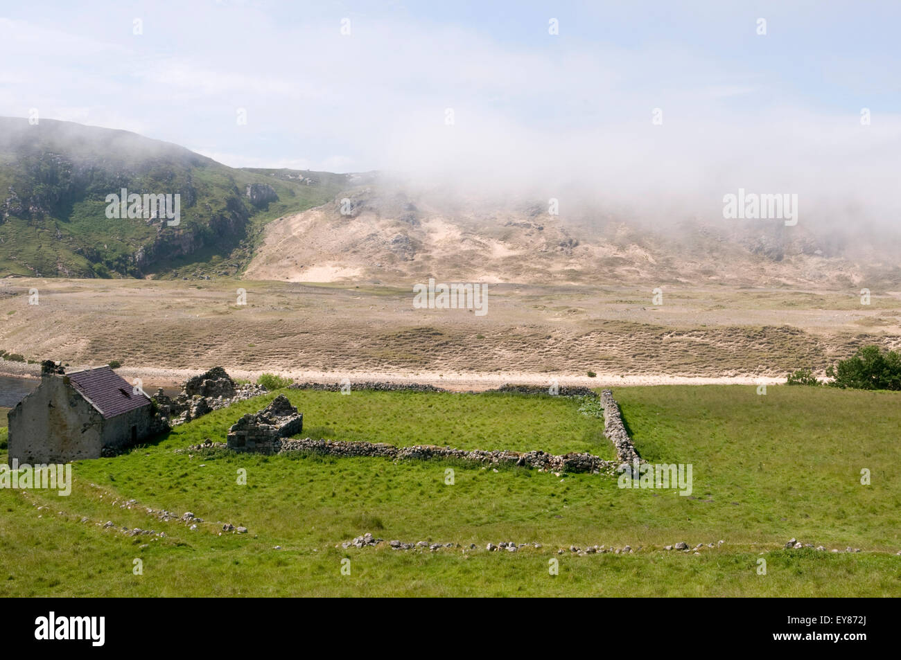 Rolling mist coming over the landscape on the north coast of Scotland ...