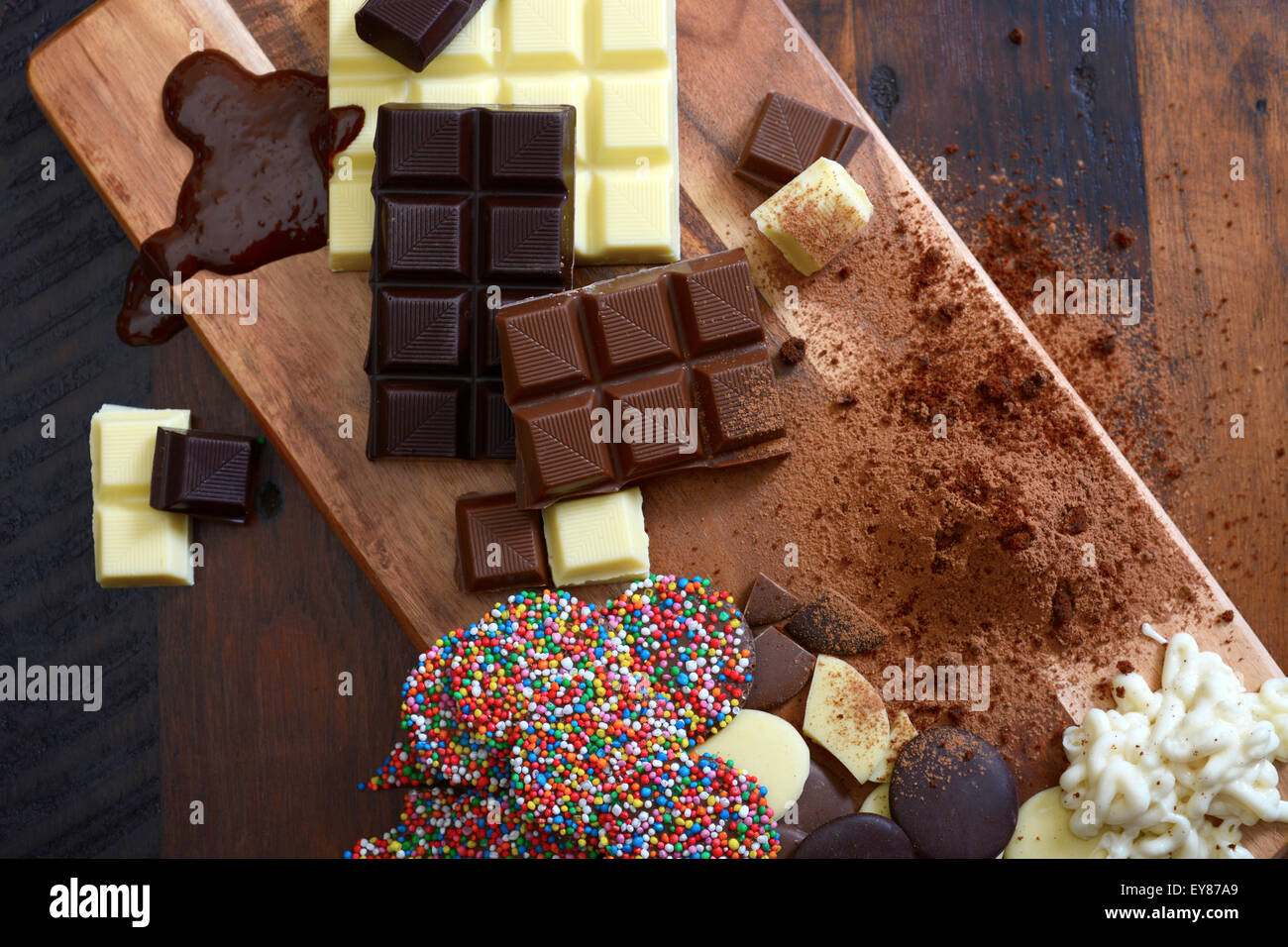 Cooking with Chocolate Concept with Raw Chocolate Ingredients on ...