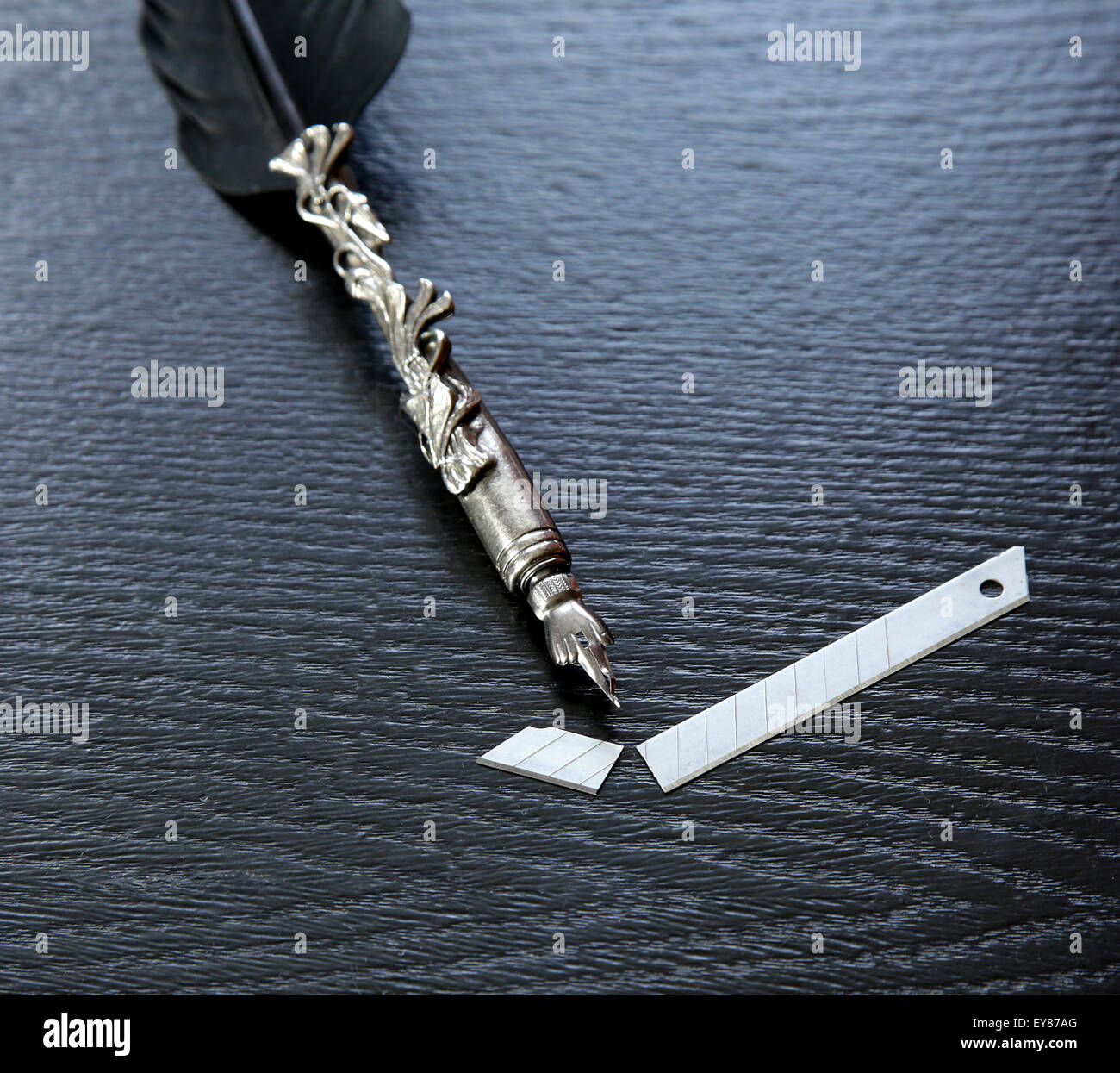 pen is mightier than sword proverb representing vintage ink pen and ...