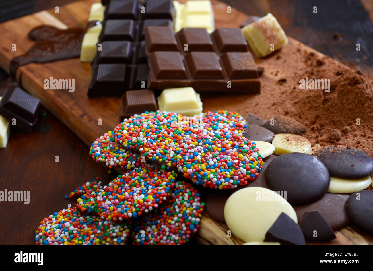 Cooking with Chocolate Concept with Raw Chocolate Ingredients on ...