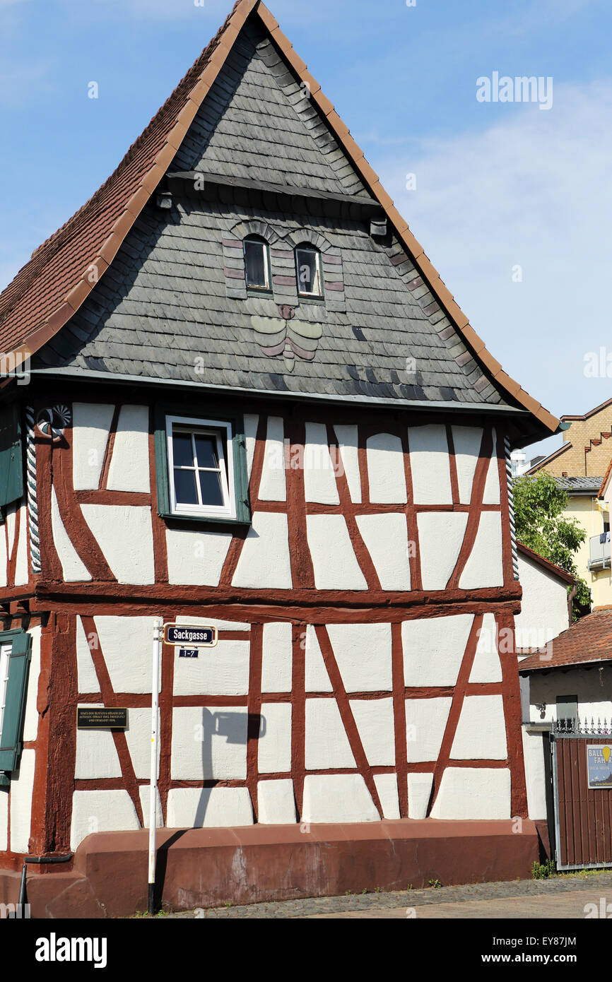 Half-timbered house in Bad Homburg, Germany. The building is one of the ...