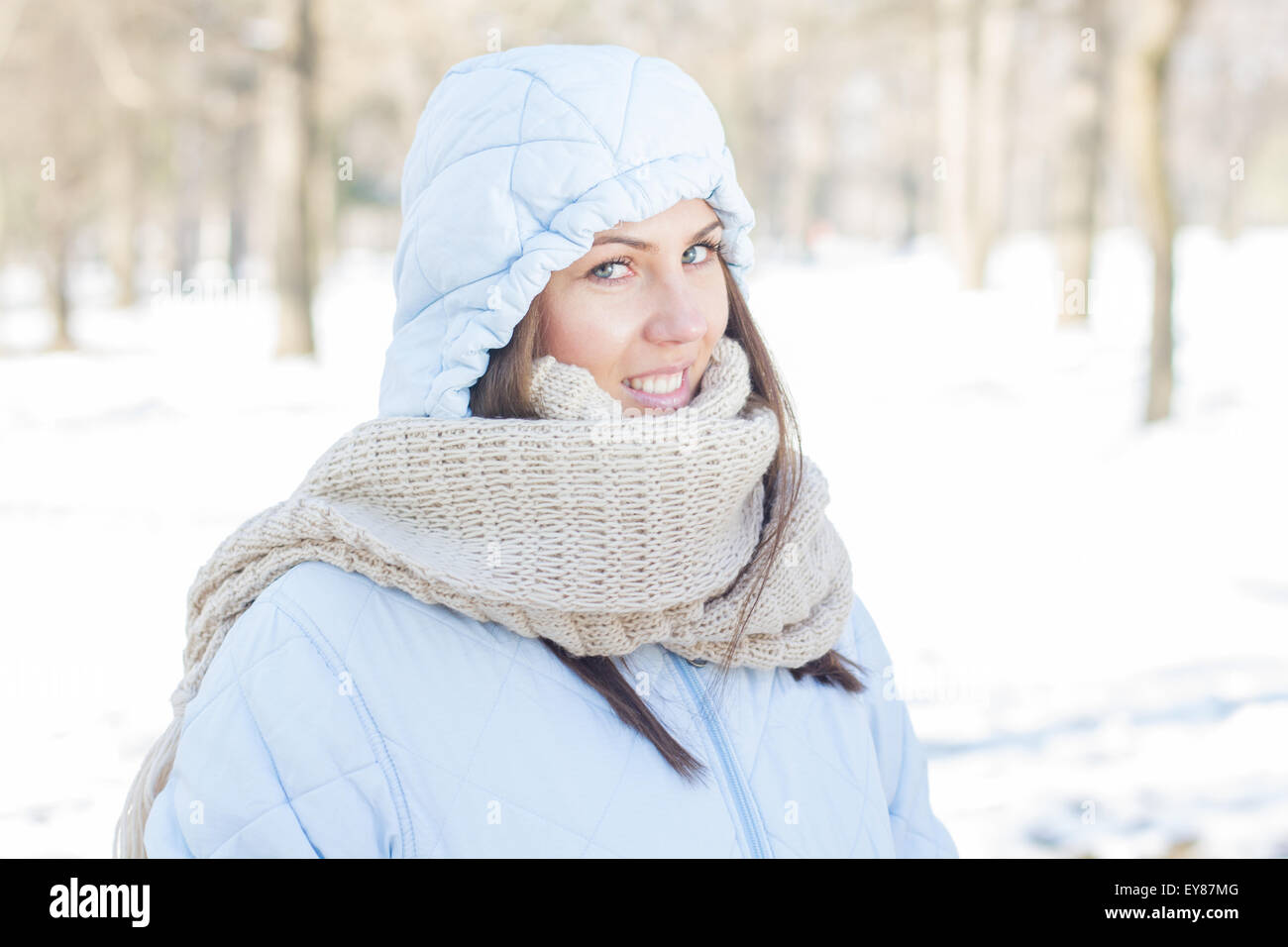 Winter Portrait of Young Woman wearing clothing for cold weather at ...
