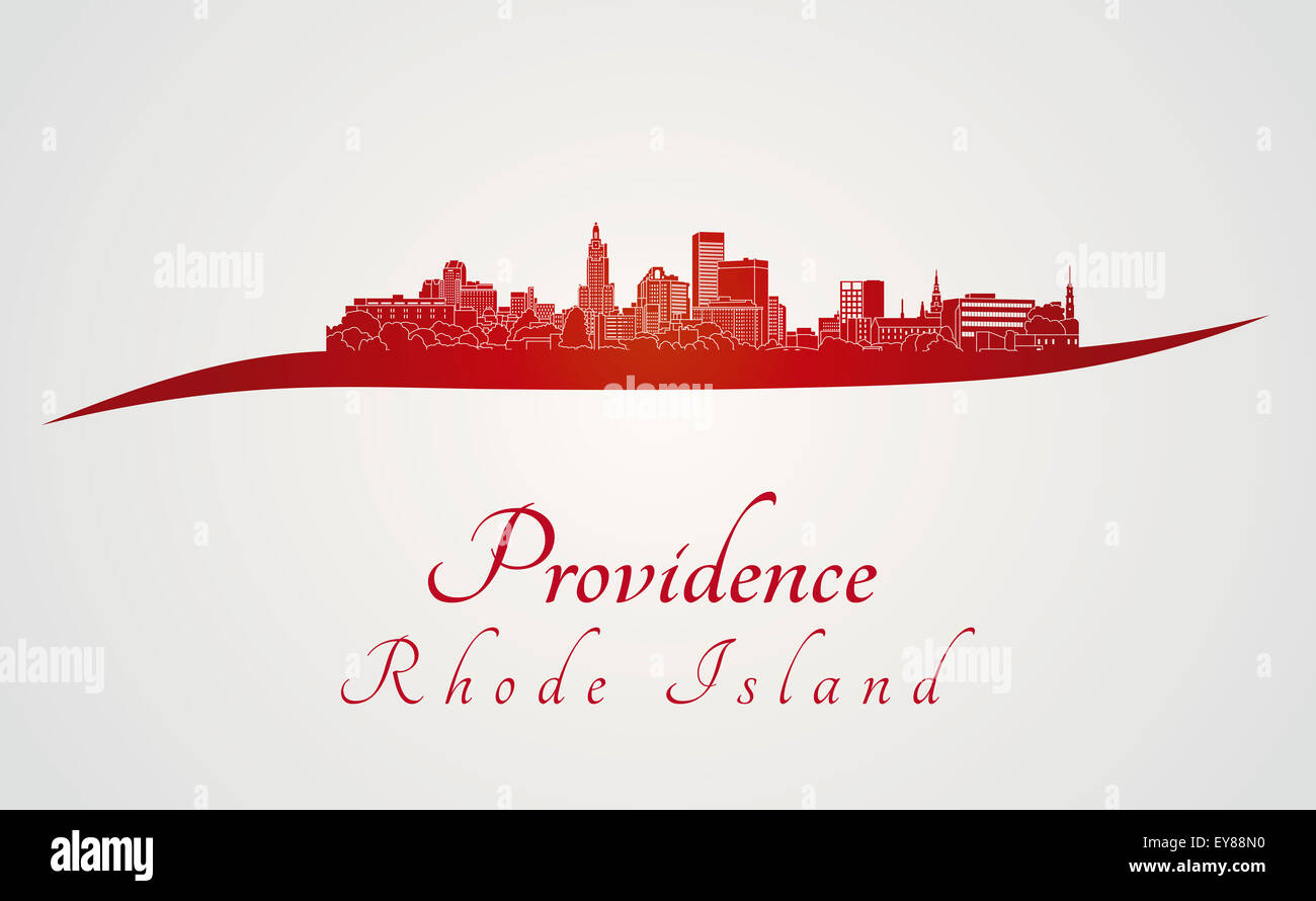 Providence skyline in red and gray background in editable vector file ...