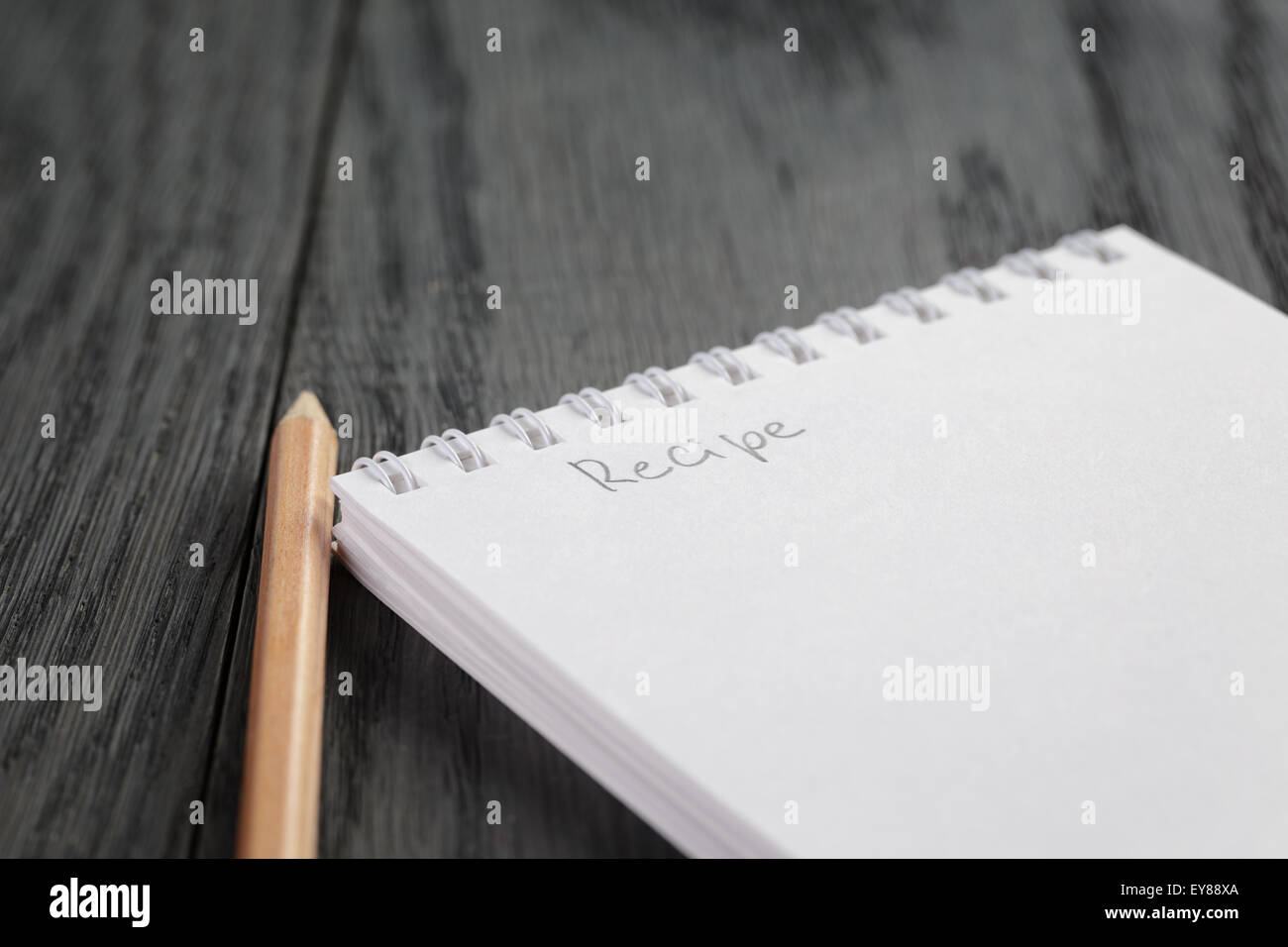 closeup photo of open notepad with word recipe Stock Photo - Alamy