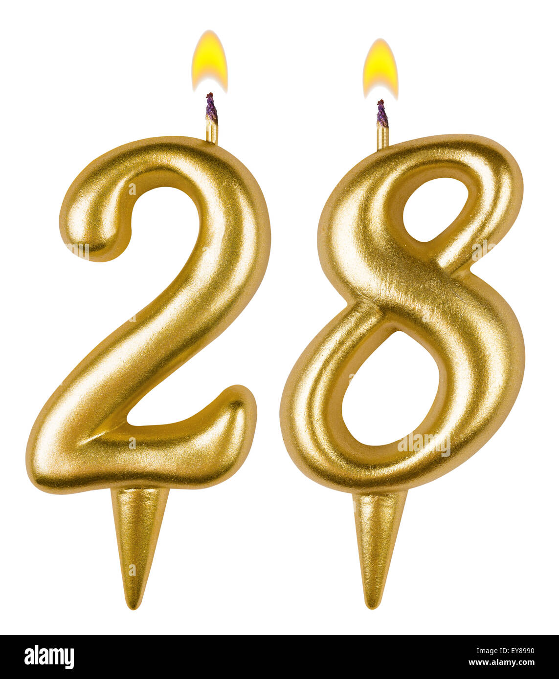 Birthday candles number twenty eight isolated on white Stock Photo - Alamy