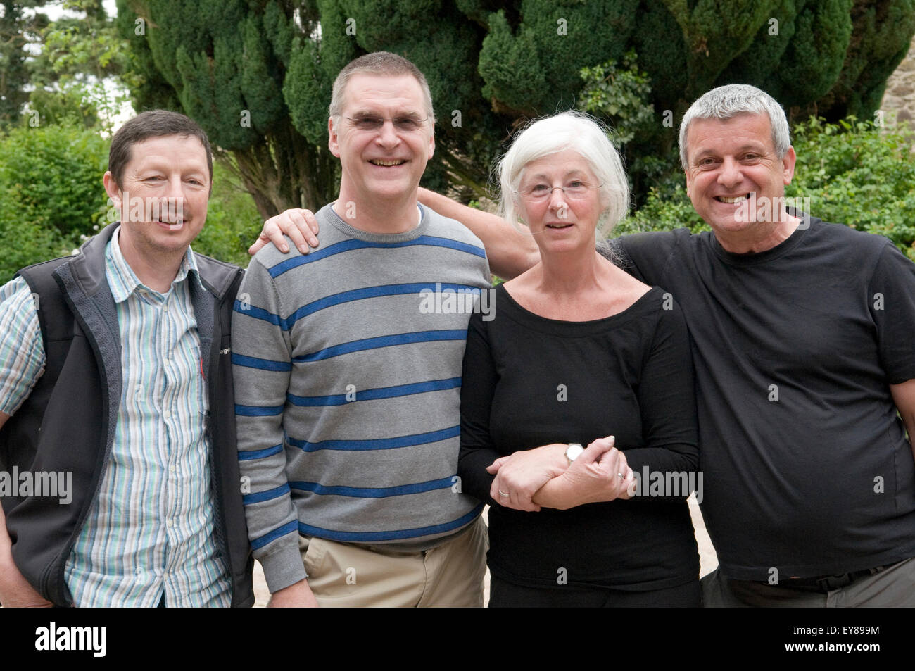 Portrait of a group of middle aged friends, old friends re-united Stock ...
