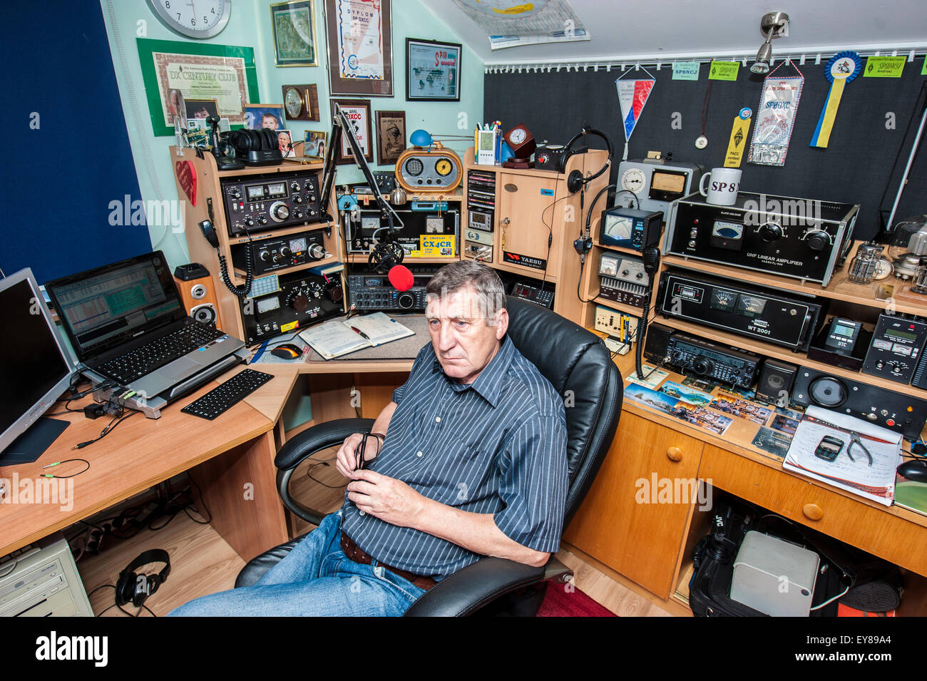 Operating ham radio equipment an amateur hi-res stock photography and ...