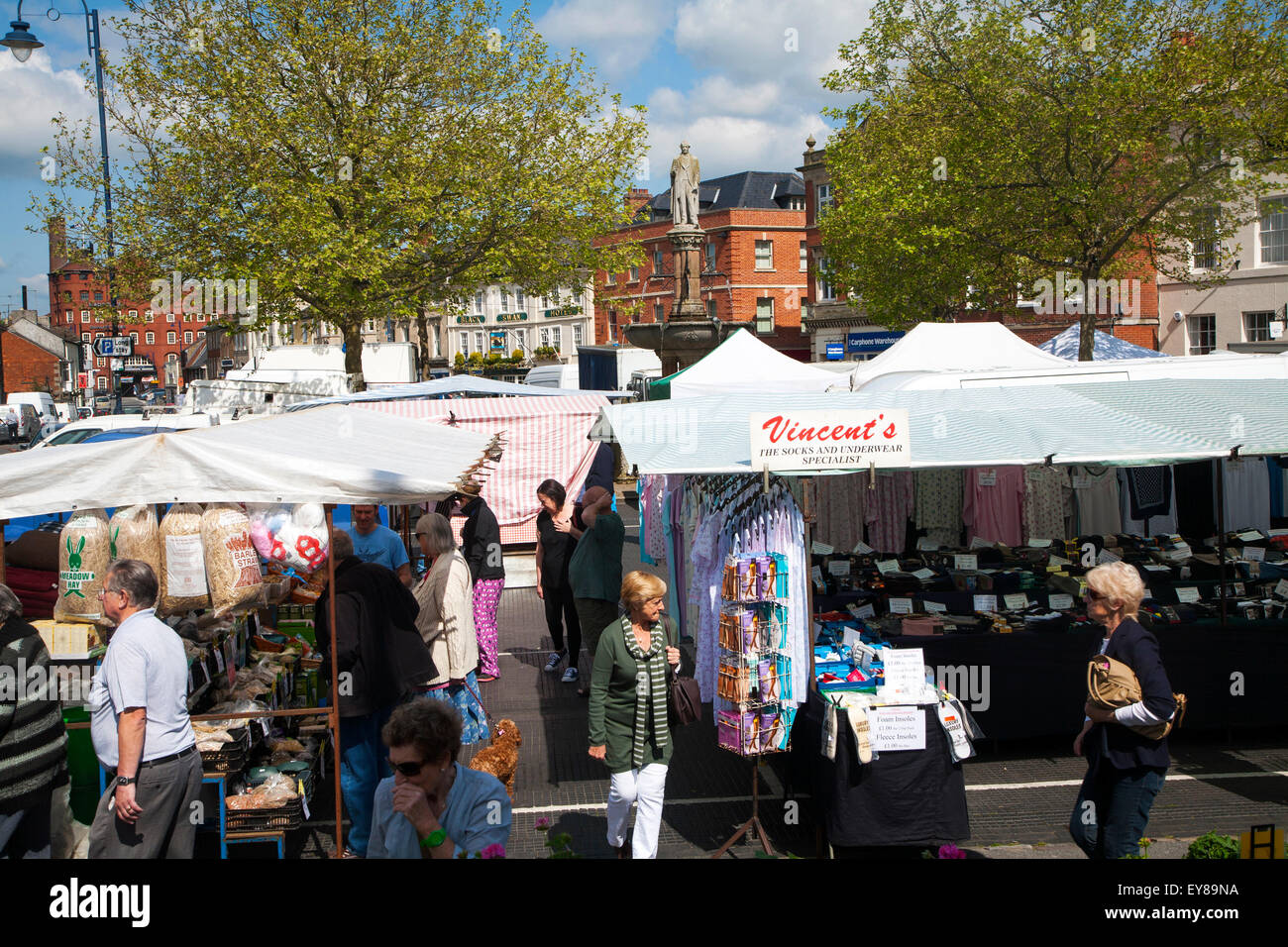 Market stalls, Devizes, Wiltshire, England, UK Stock Photo - Alamy