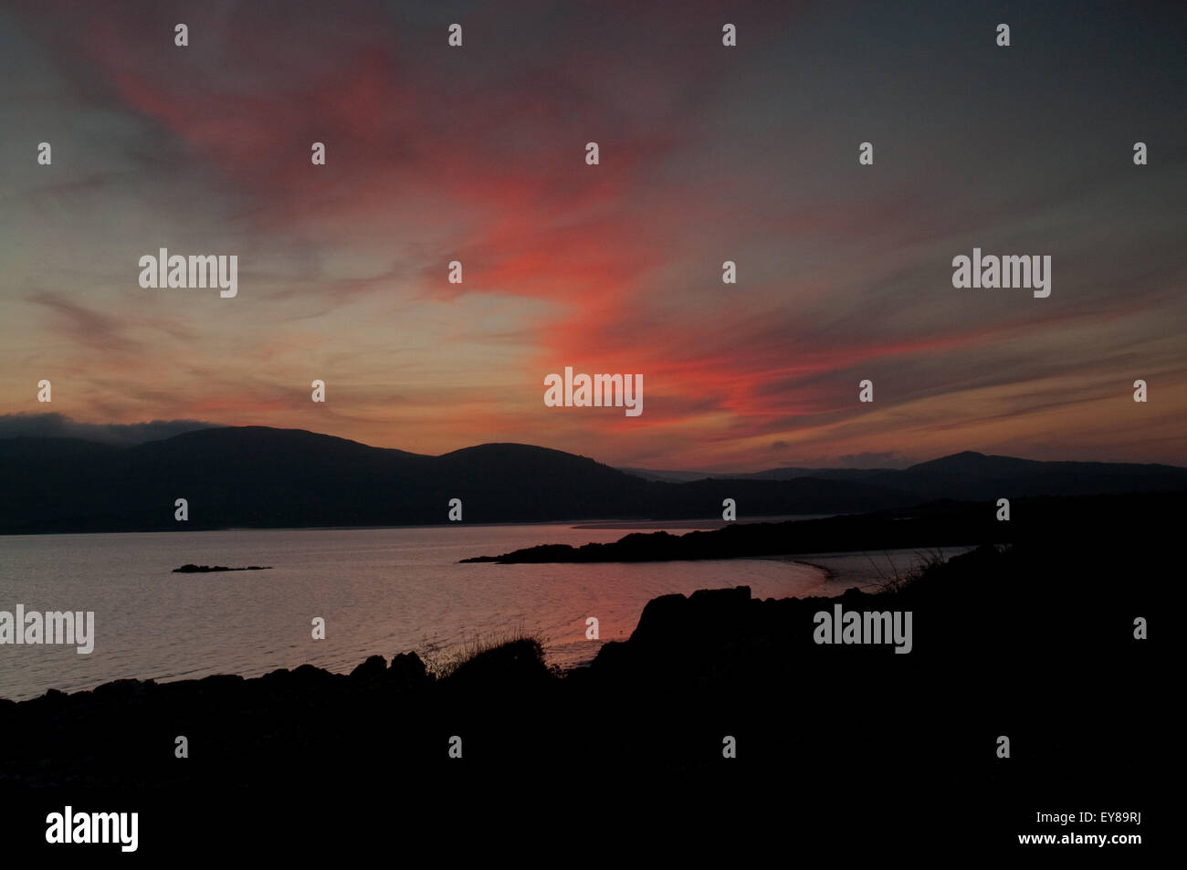 Sunset over Fleet Bay from Carrick Stock Photo - Alamy