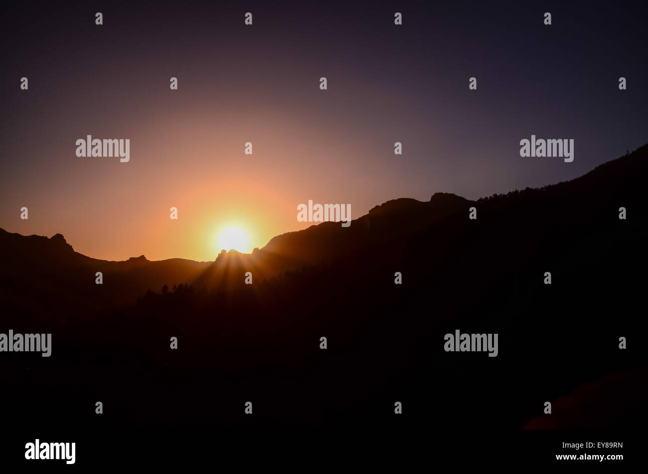 Orange Sun Setting Stock Photo - Alamy