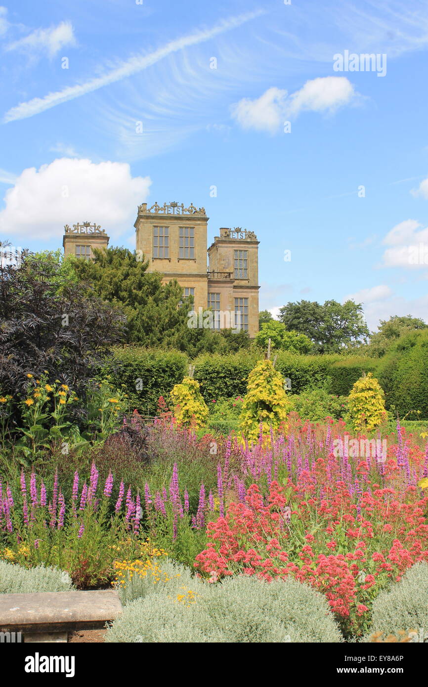 Hardwick Hall, south elevation, Derbyshire, England, UK: an Elizabethan ...