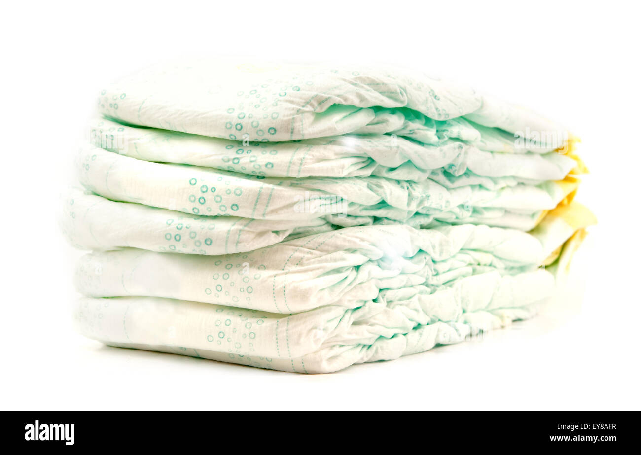 stack of diapers isolated on white background Stock Photo - Alamy