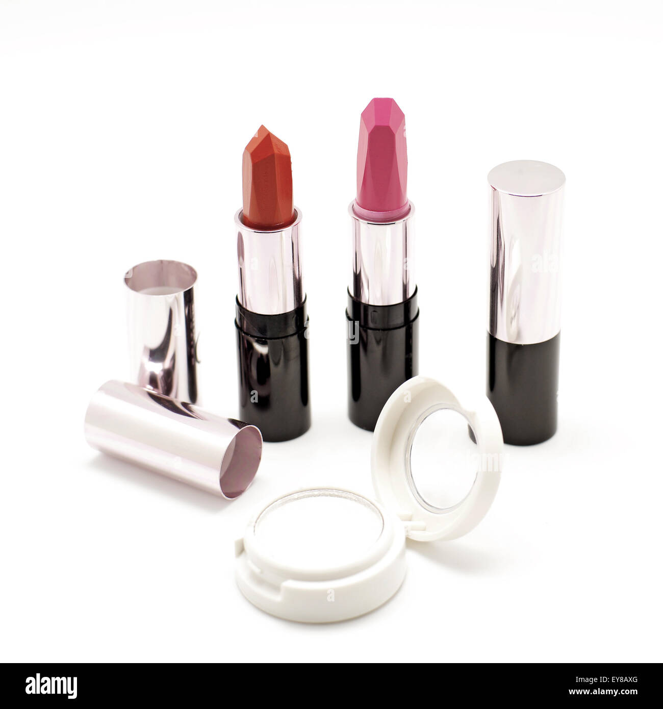 lipstick and eyeshadow isolated on white background Stock Photo - Alamy