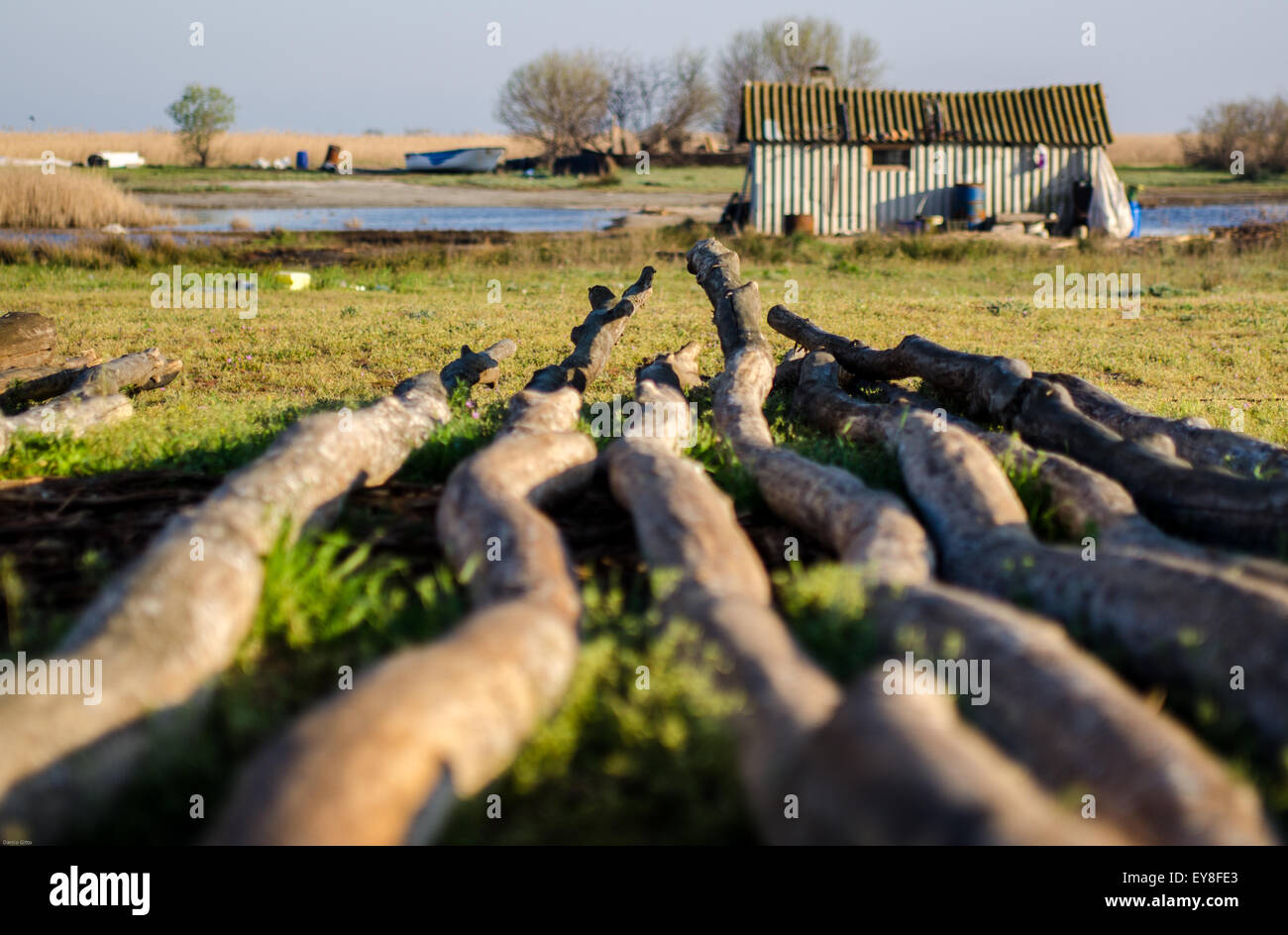 Fishermen Village in Romania Rustic wooden logs leading towards a ...