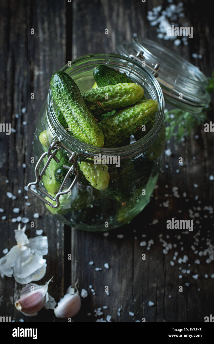 Preparation of low-salt pickled cucumbers Stock Photo - Alamy