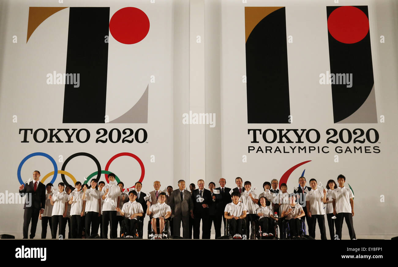 Tokyo, Japan. 24th July, 2015. Officials and athletes pose for photos ...