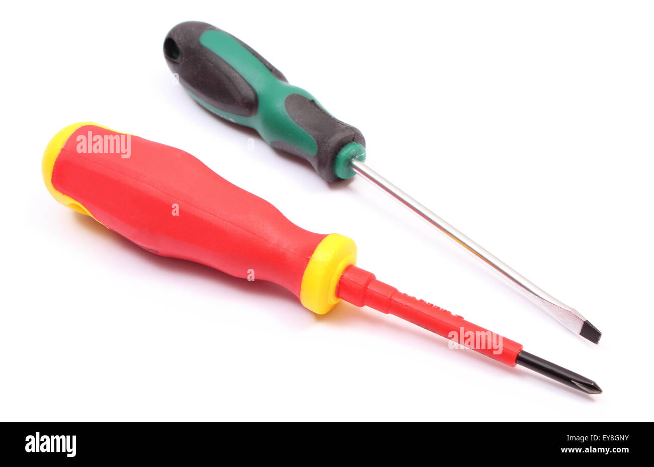 Electrical screwdrivers isolated on white background, work tools for ...