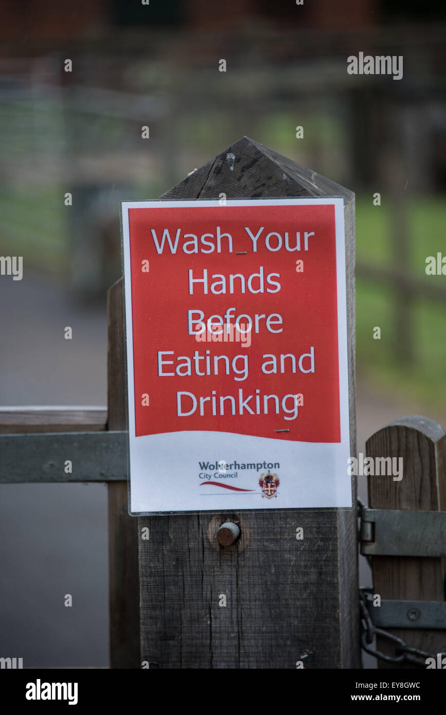 Wash your hands before eating red and white sign, wolverhampton council ...