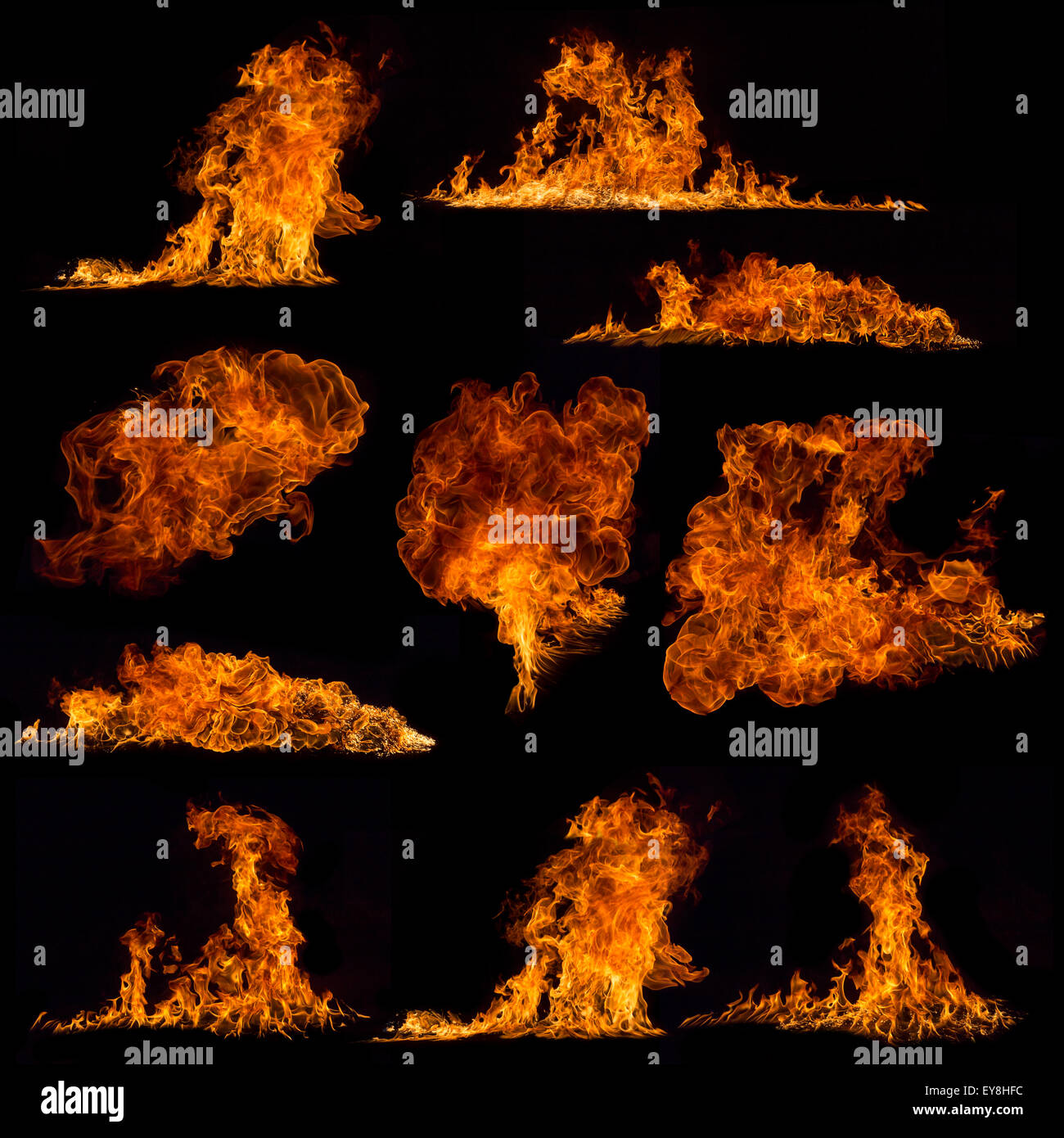 High resolution fire collection on black background Stock Photo - Alamy