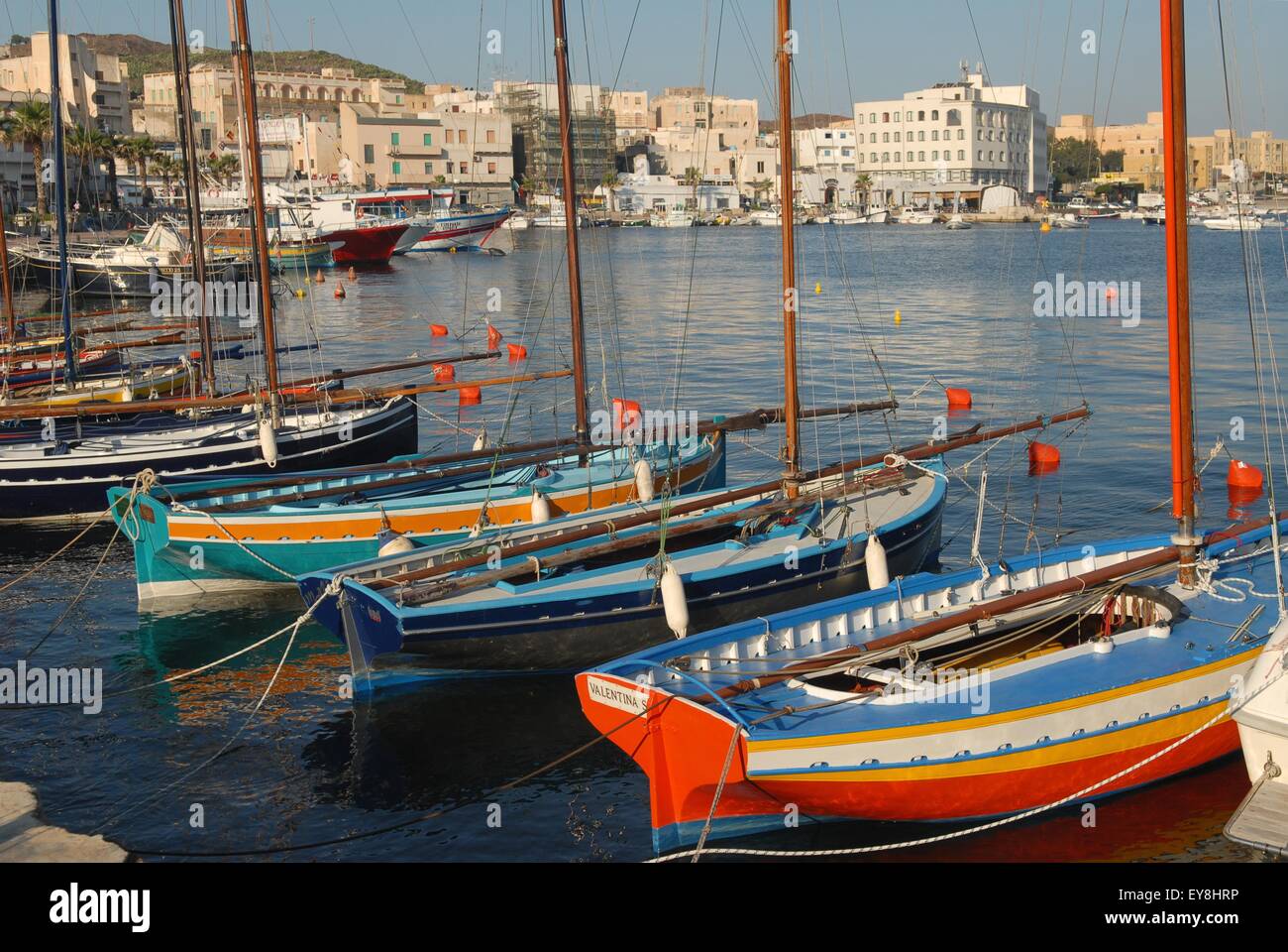 The port of Pantelleria island (Sicily, Italy), typical boats called ...
