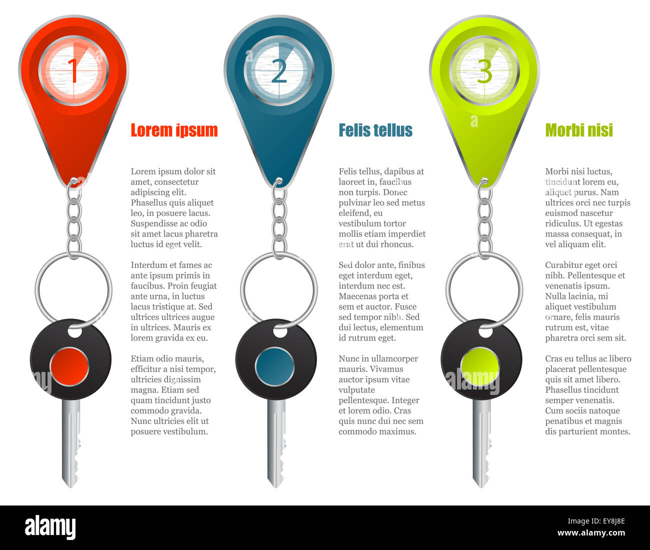 Key and keyholder infographic design with colors and options Stock ...