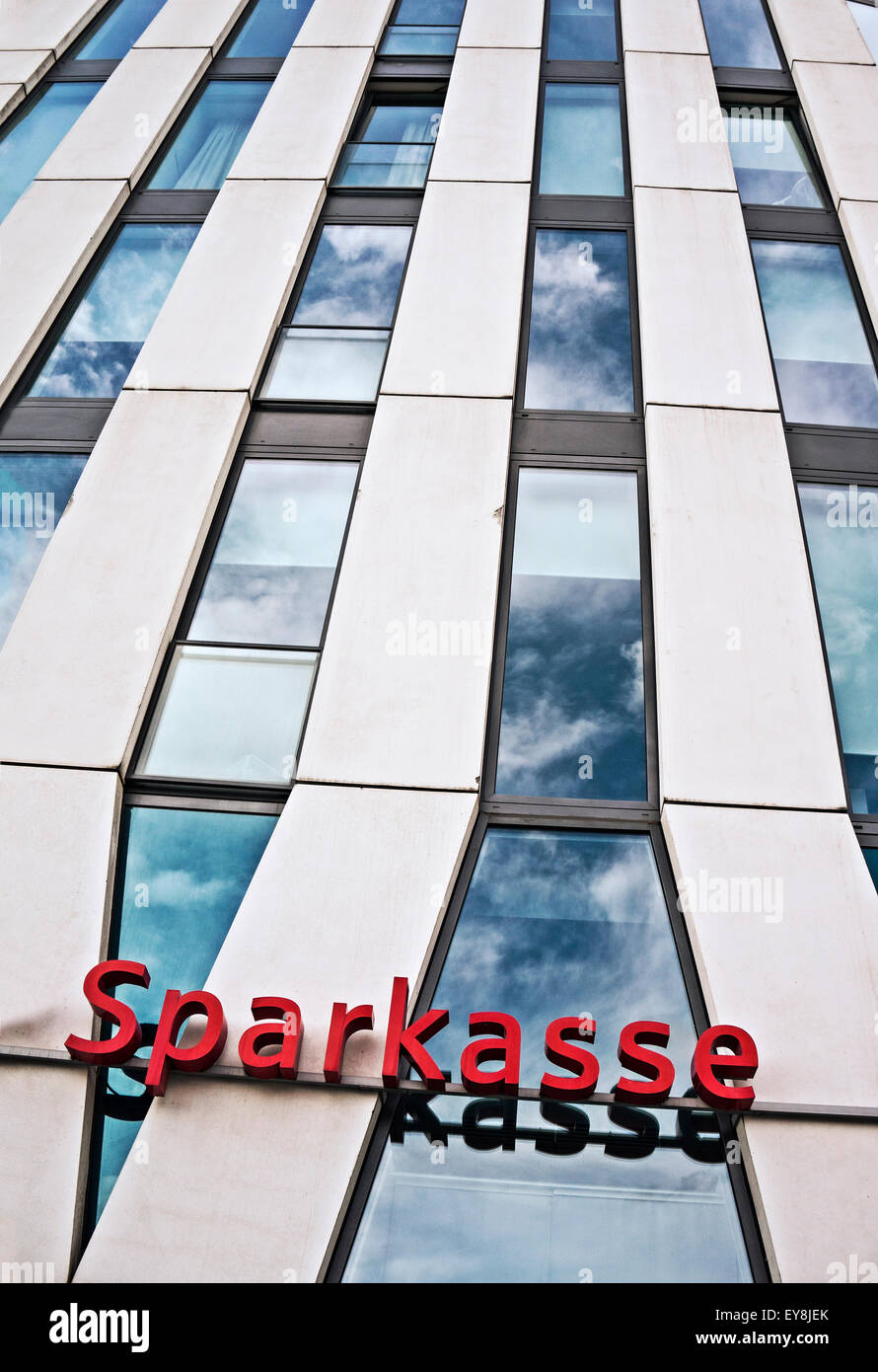 Facade of a skyscraper with the lettering Sparkasse Stock Photo - Alamy