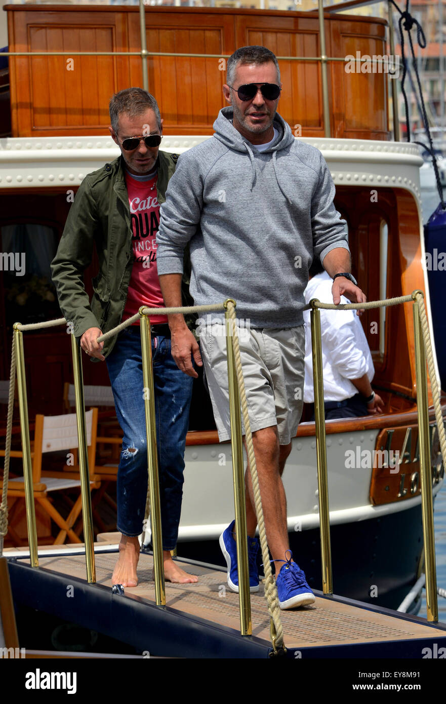 Dean and Dan Caten have breakfast on a yacht during the 68th Annual ...