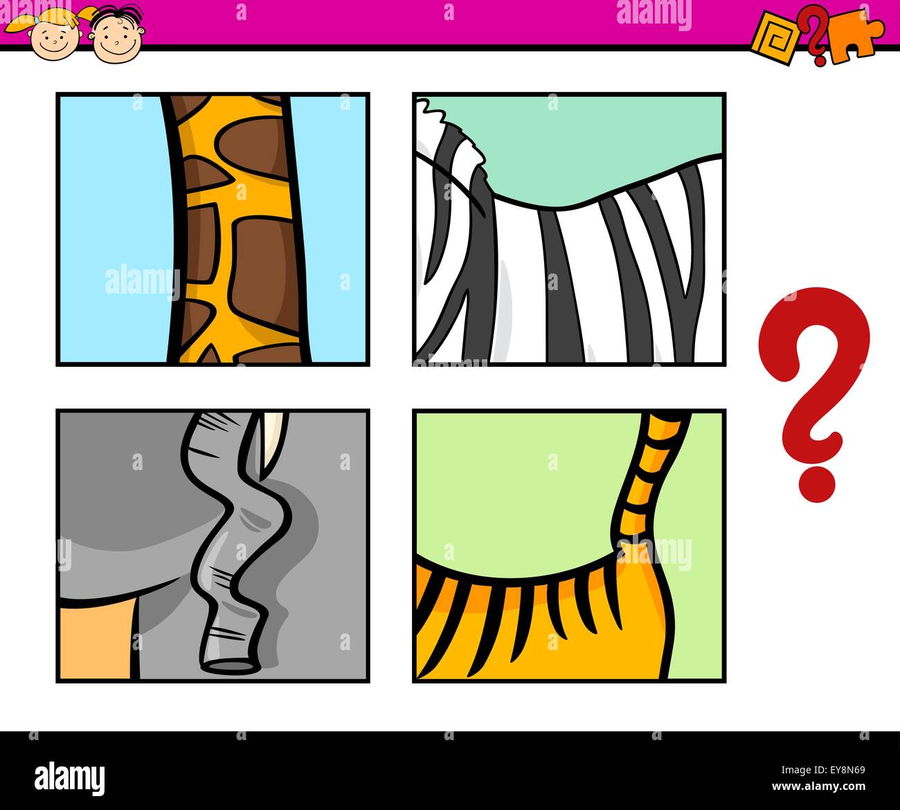 Cartoon Illustration of Education Game of Guessing Animals for ...