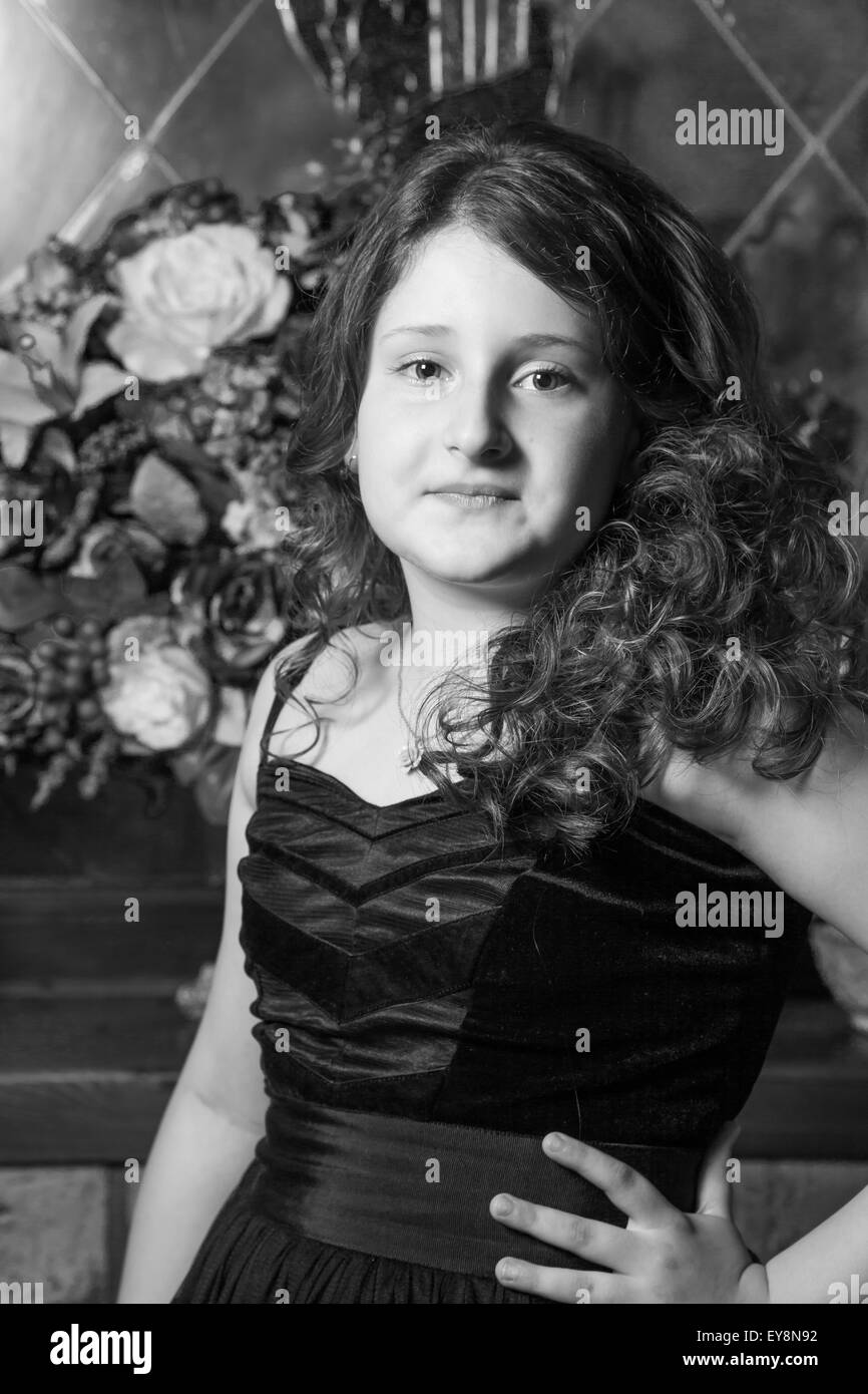Portrait of a 10 year old girl posing in a castle Stock Photo - Alamy