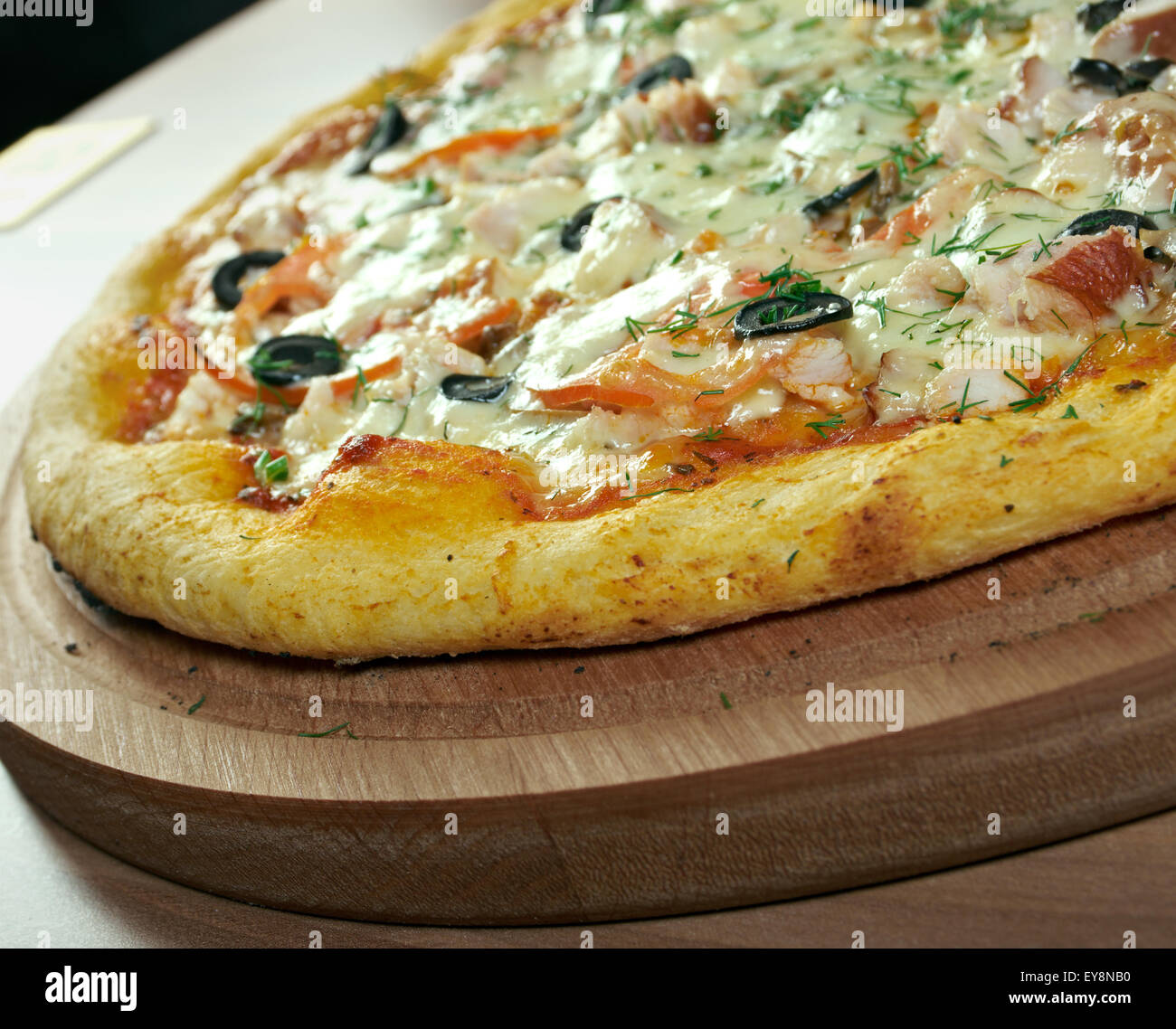 Pizza Regina with tomato, mozzarella, mushrooms, ham, oregano Stock ...