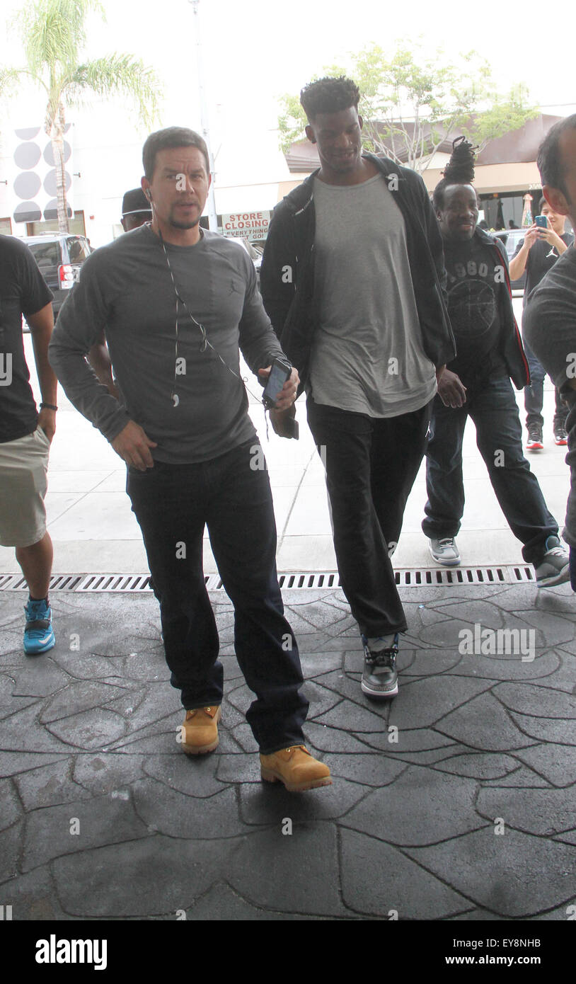 Mark Wahlberg and Chicago Bulls player Jimmy Butler leave E. Baldi ...
