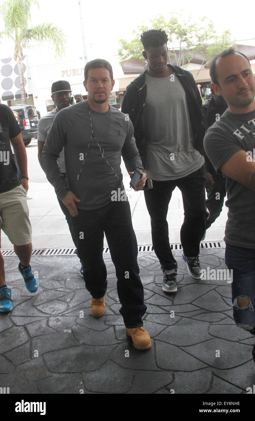 Mark Wahlberg and Chicago Bulls player Jimmy Butler leave E. Baldi ...