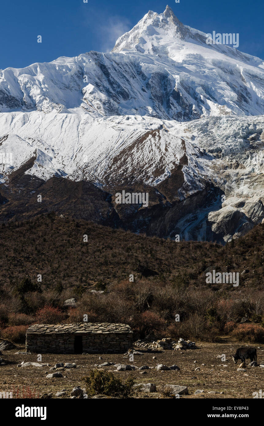 The View of Manaslu from Samdo Stock Photo - Alamy