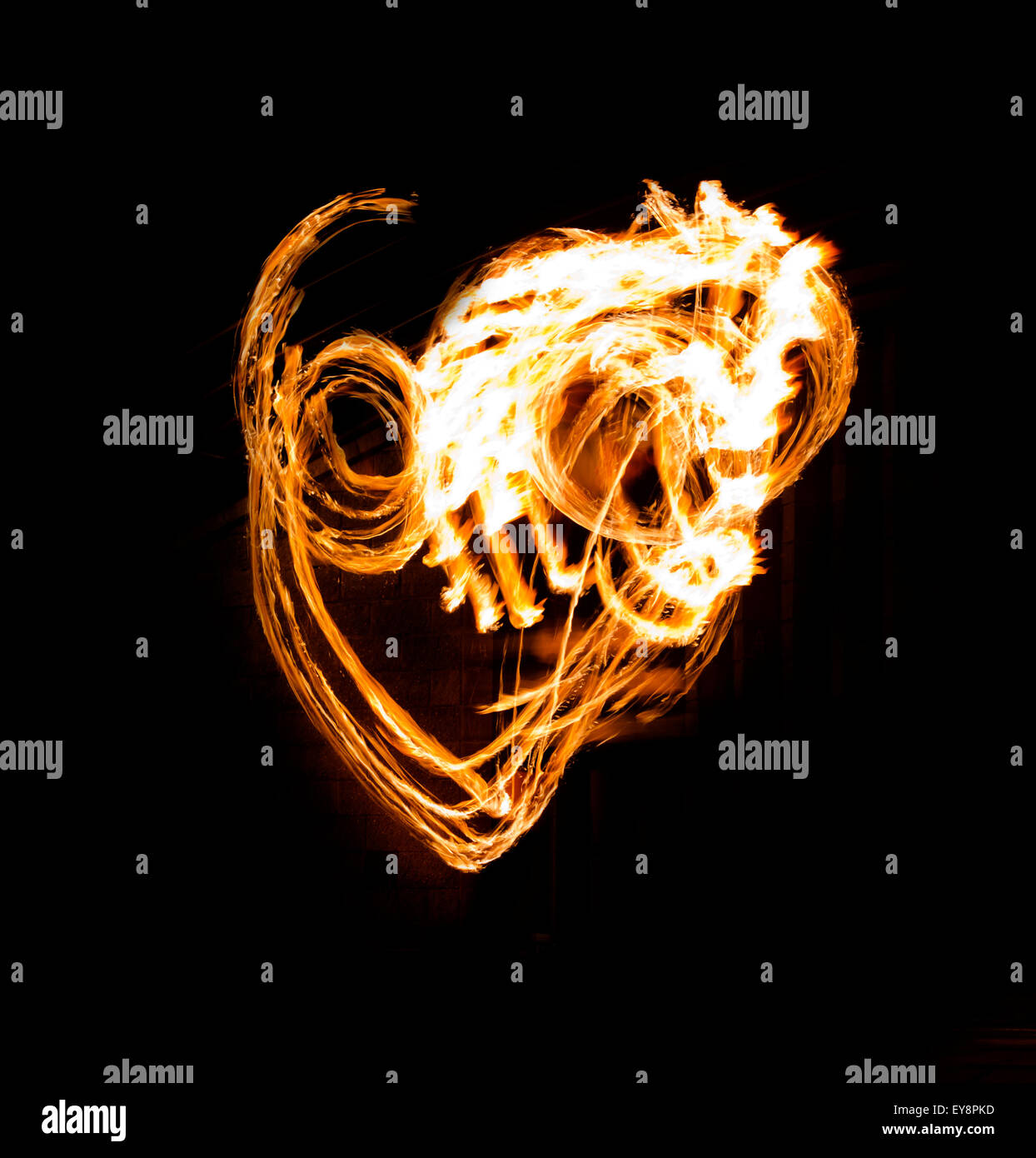 Fire Show Flaming Trails Stock Photo - Alamy
