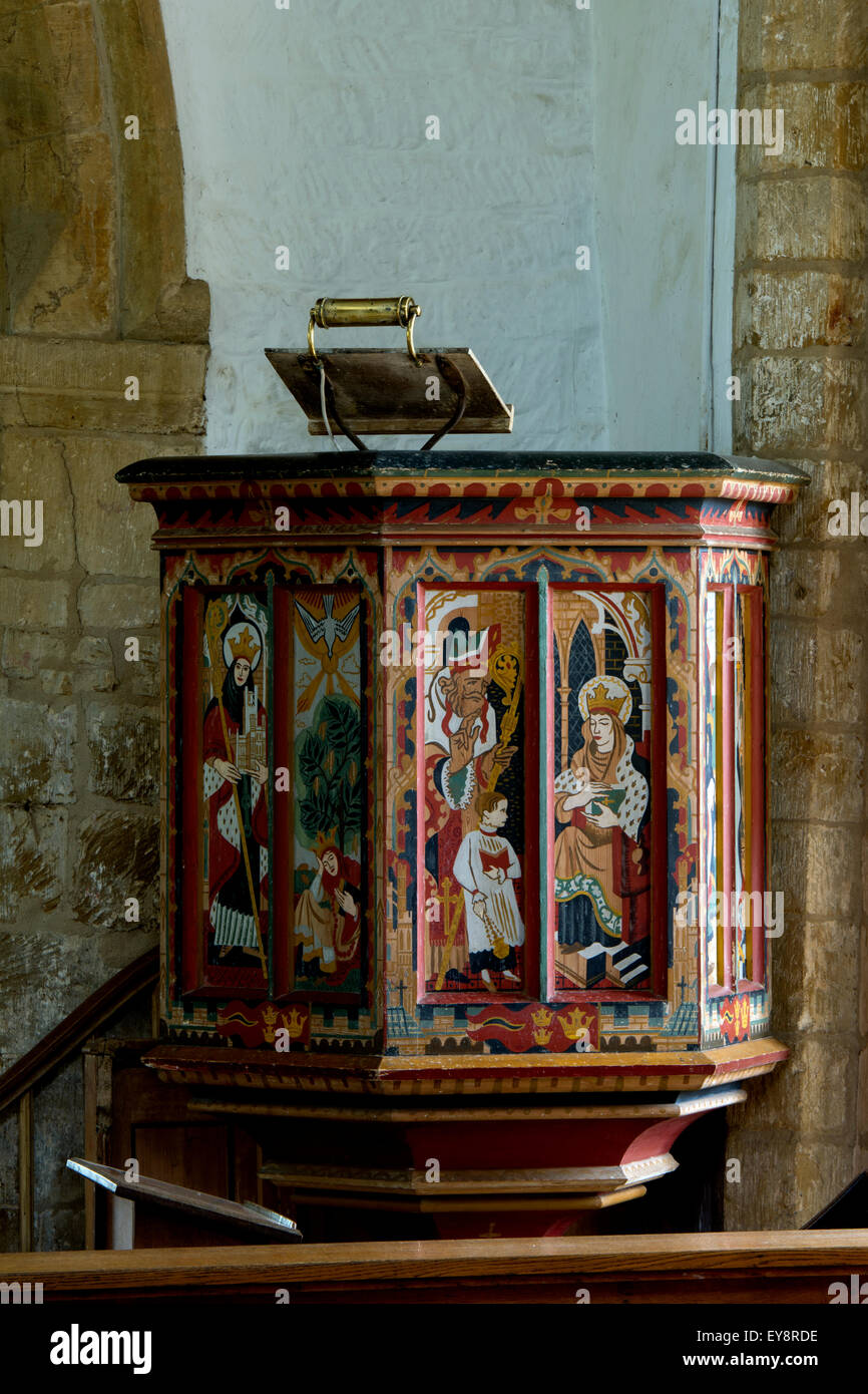 The pulpit, St. Etheldreda`s Church, Horley, Oxfordshire, England, UK ...