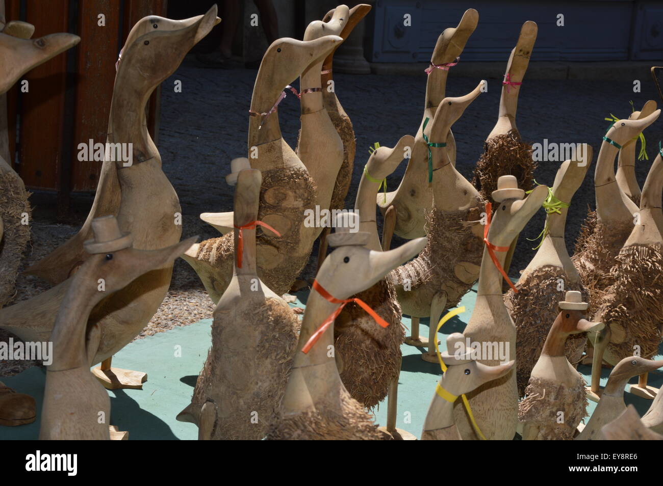 Wooden ducks made of bamboo roots Stock Photo - Alamy