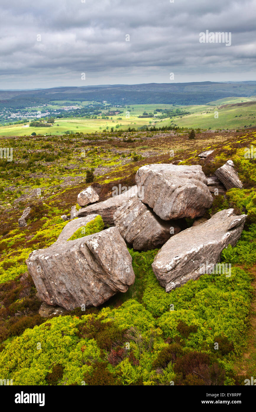 Looking toward Rothbury from Dove Crag in the Simonside Hills ...