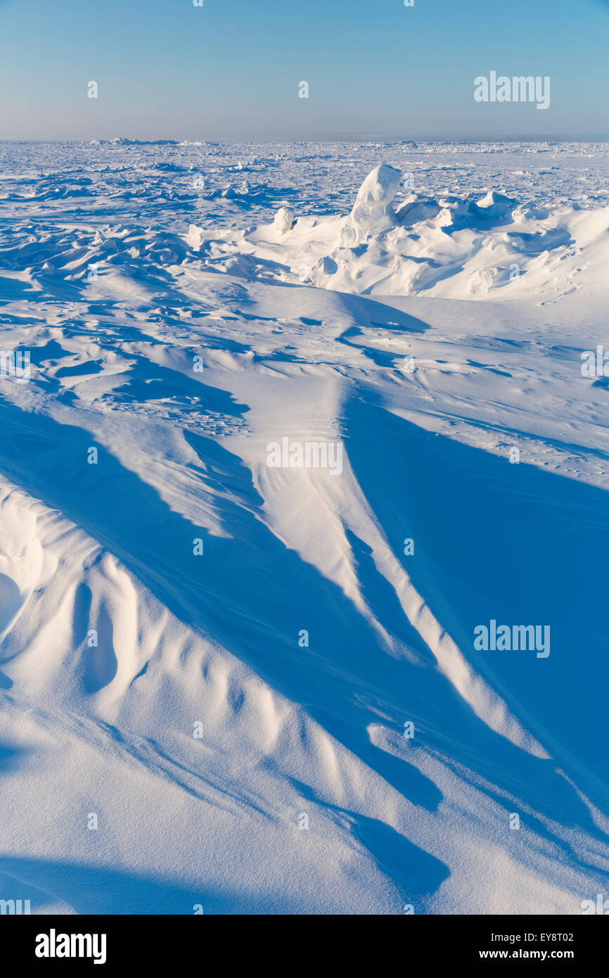 Snow drifts covering sea ice pressure ridges at Point Barrow, Arctic ...