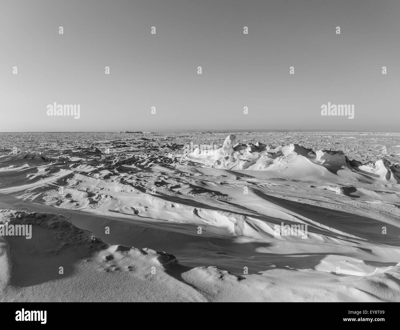 Snow drifts covering sea ice pressure ridges at Point Barrow, Arctic ...