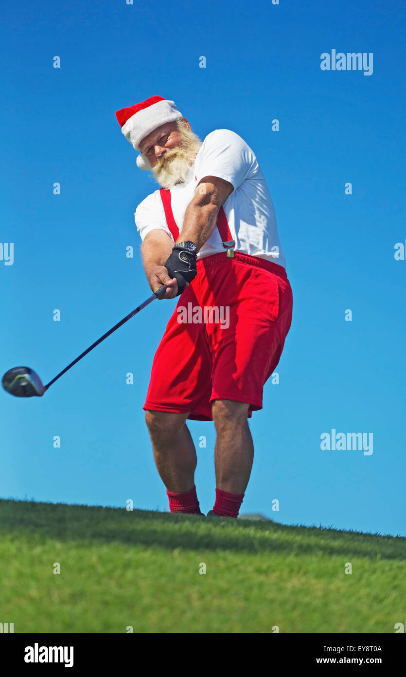 Santa Claus on the golf course; Maui, Hawaii, United States of America ...