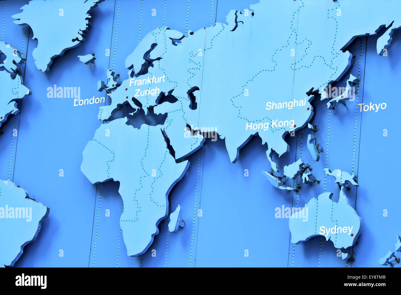 The world map in blue color Stock Photo - Alamy