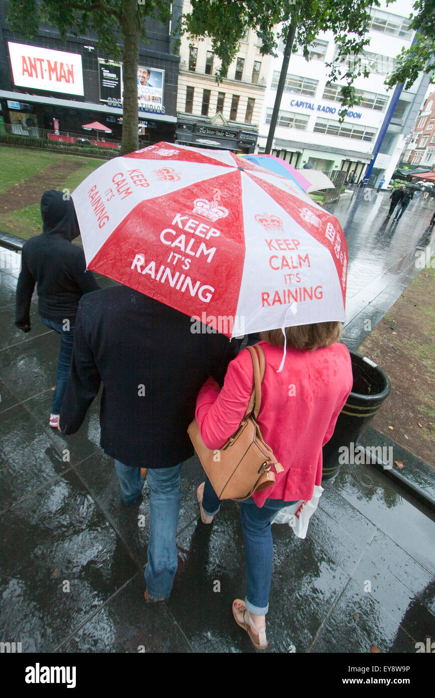 London,UK. 24th July 2015. Londoners endured a wet rainy day in London ...