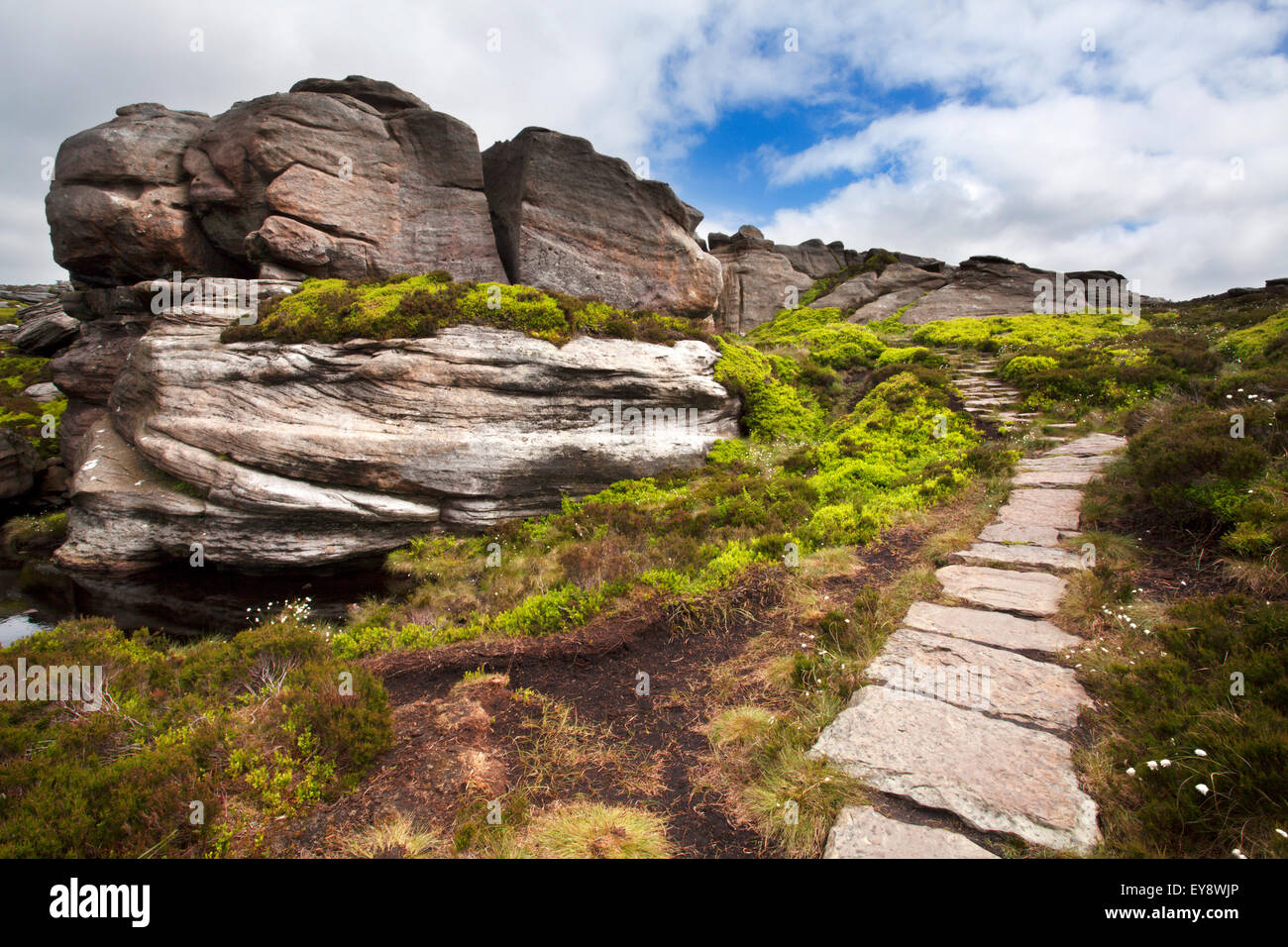 Path at Old Stell Crag in the Simonside Hills near Rothbury ...