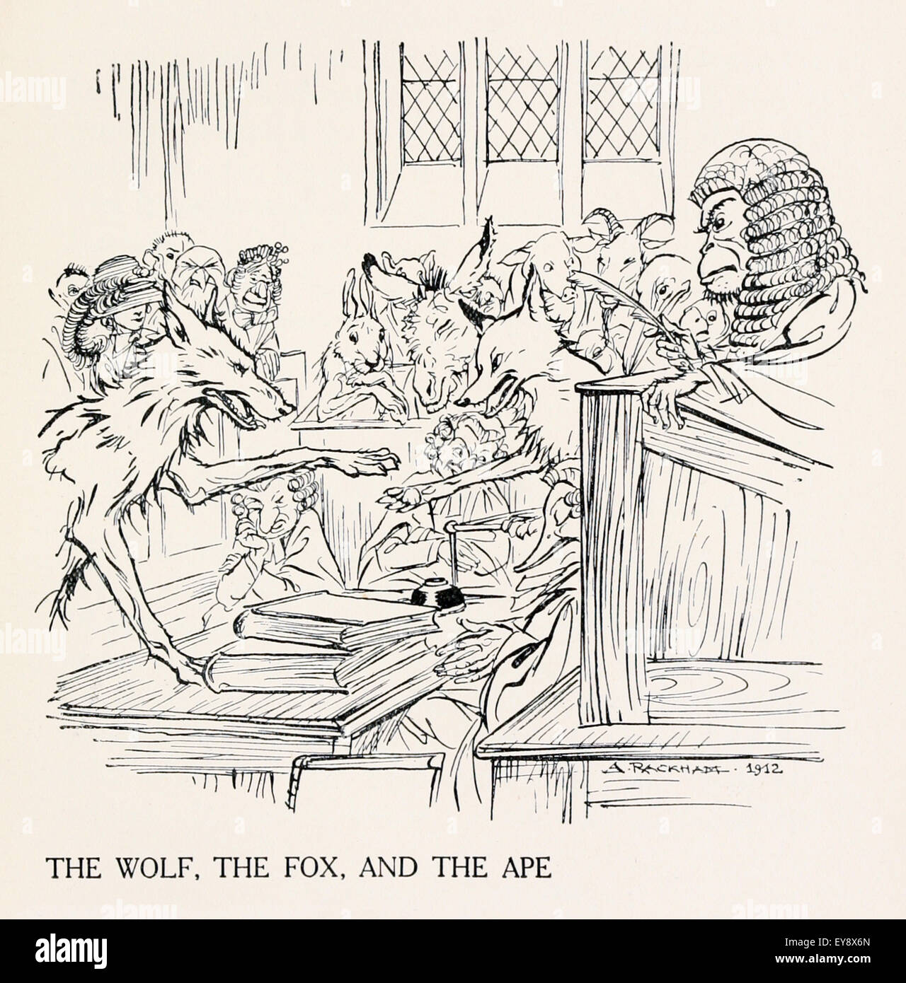 'The Wolf, the Fox and the Ape' fable by Aesop (circa 600BC). An Ape ...