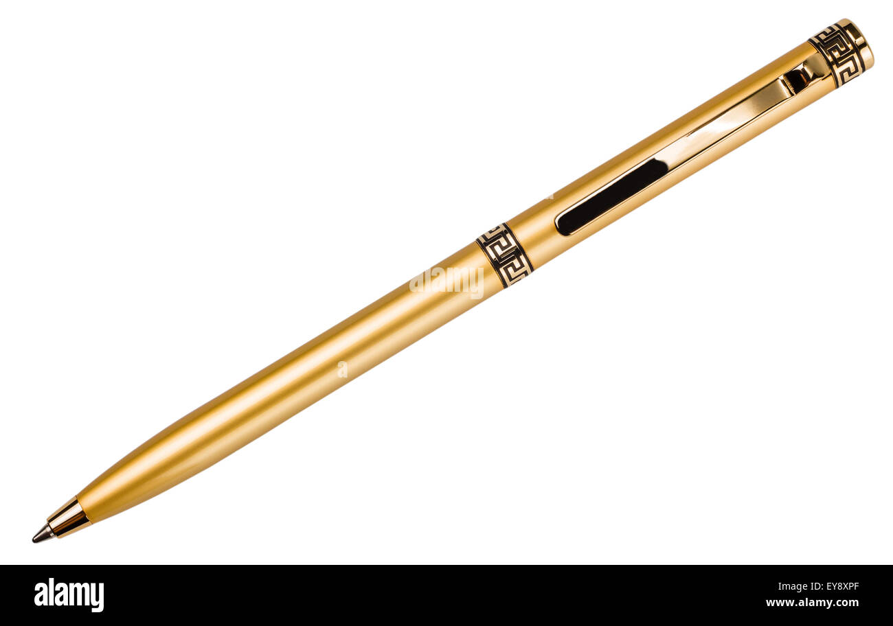 the gold pen isolated on white background Stock Photo - Alamy