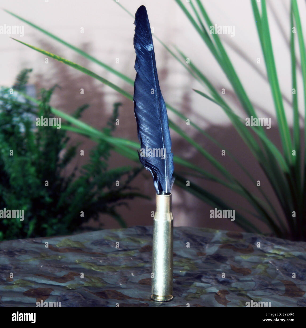 Feathers and bullet Stock Photo - Alamy