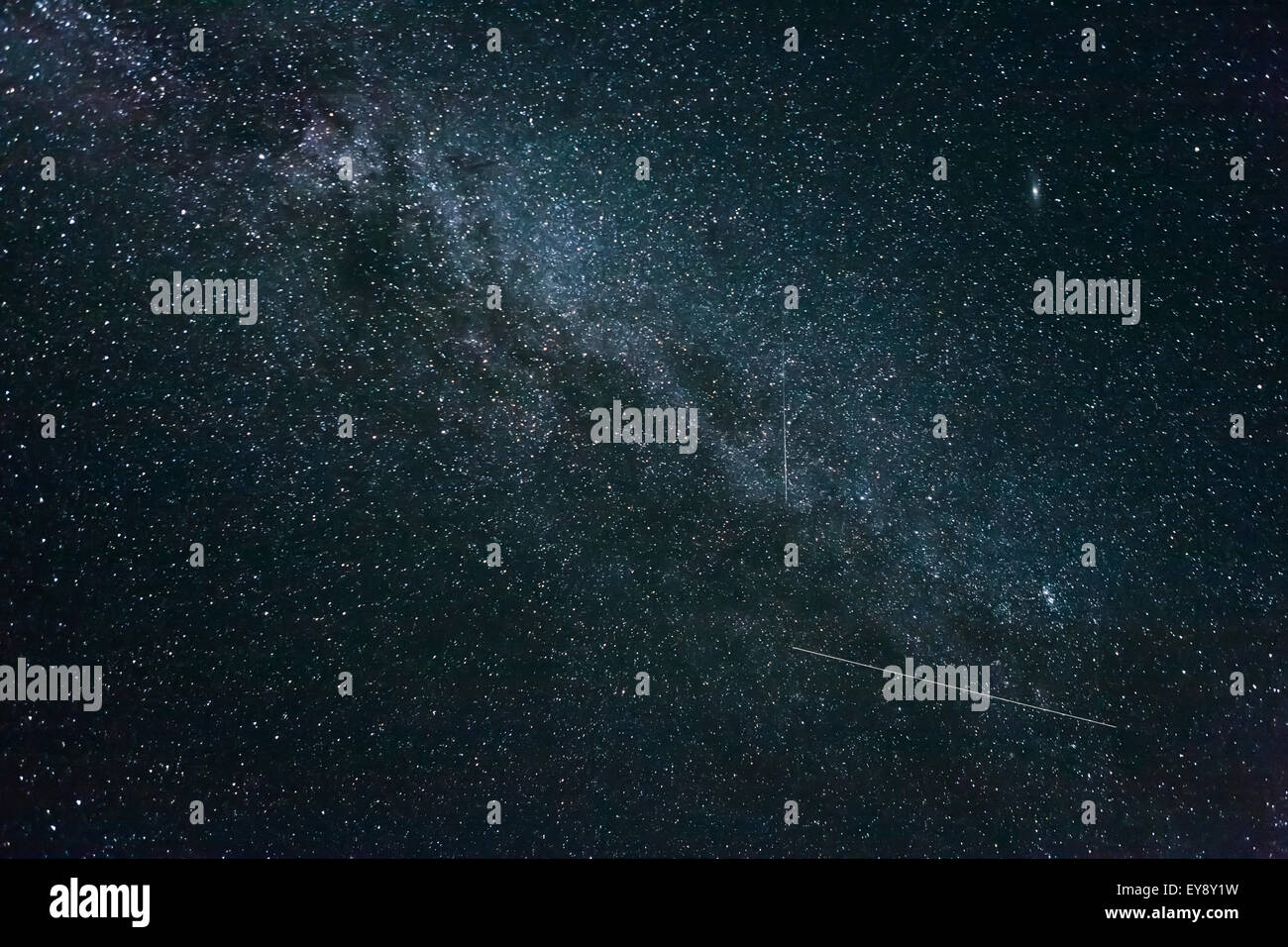The milky way galaxy and surrounding night sky; Noatak, Alaska, United ...